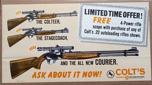 1970 Colt .22 Rifles Poster/Streamer, Vintage Gun Catalogs