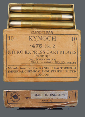 Kynoch 475 No.2 Jeffery Carton of 10, Vintage Gun Catalogs